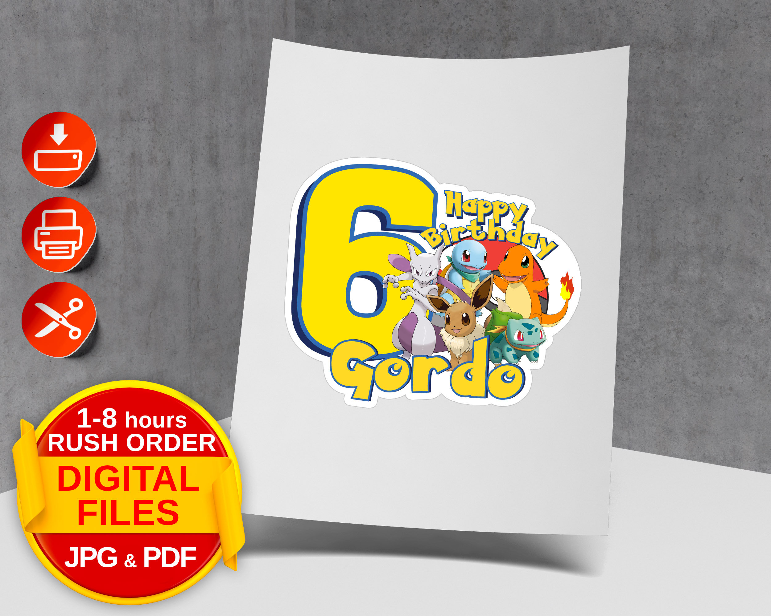 Personalized DIGITAL File Cake Topper themed Digital Printable File ...