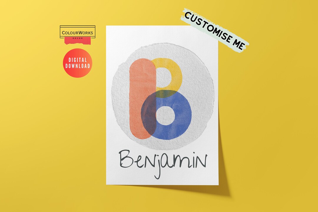 Customizable Name Initial Art Print for Kids, Nursery Room Personalised ...