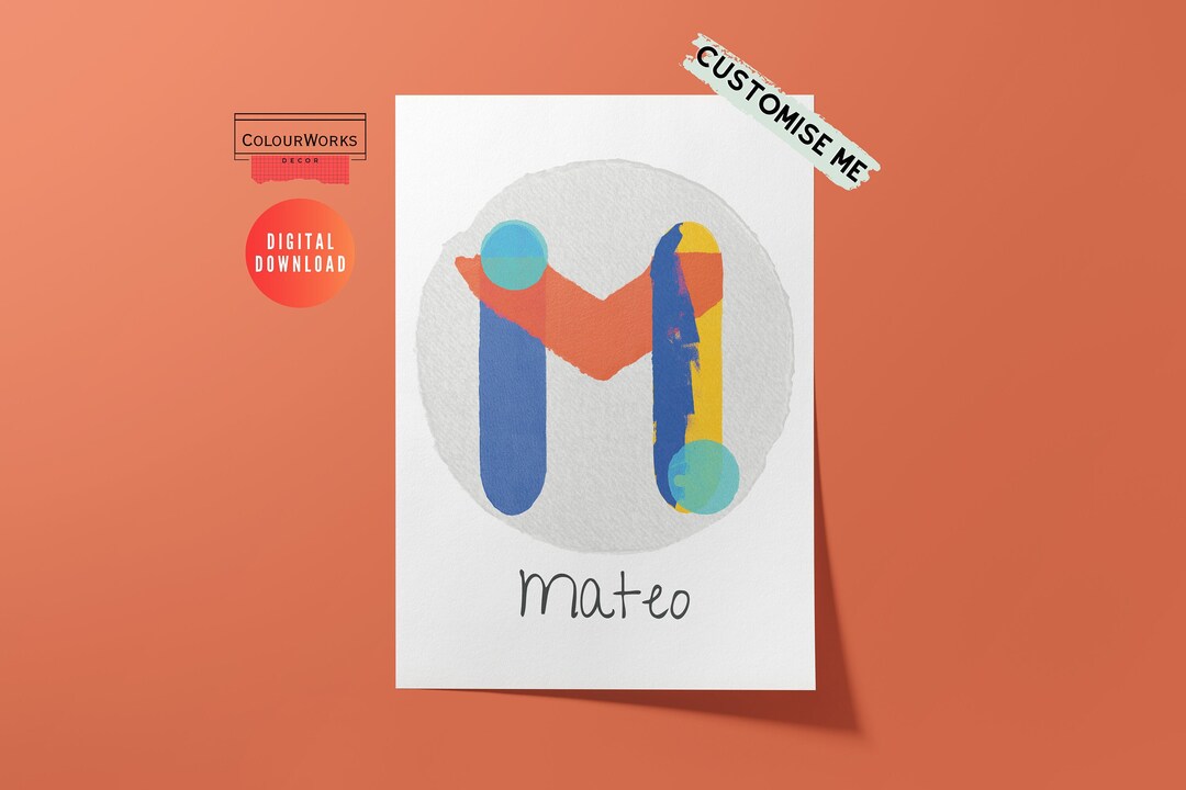M is for Custom Name Initial Art Print for Kids, Nursery Room ...