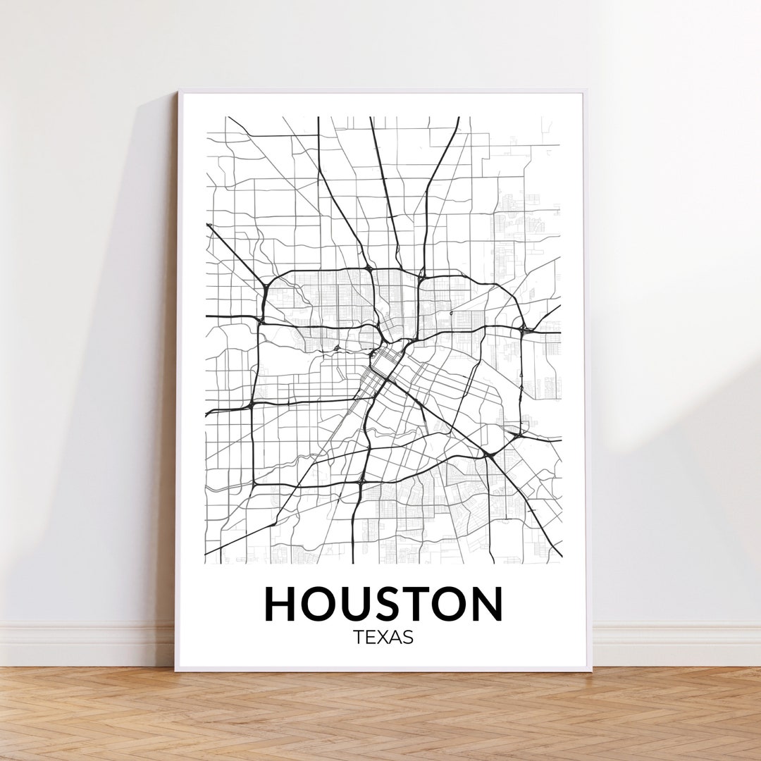 Houston Map Print Texas Map Print Houston Wall Art Texas Wall Art US ...