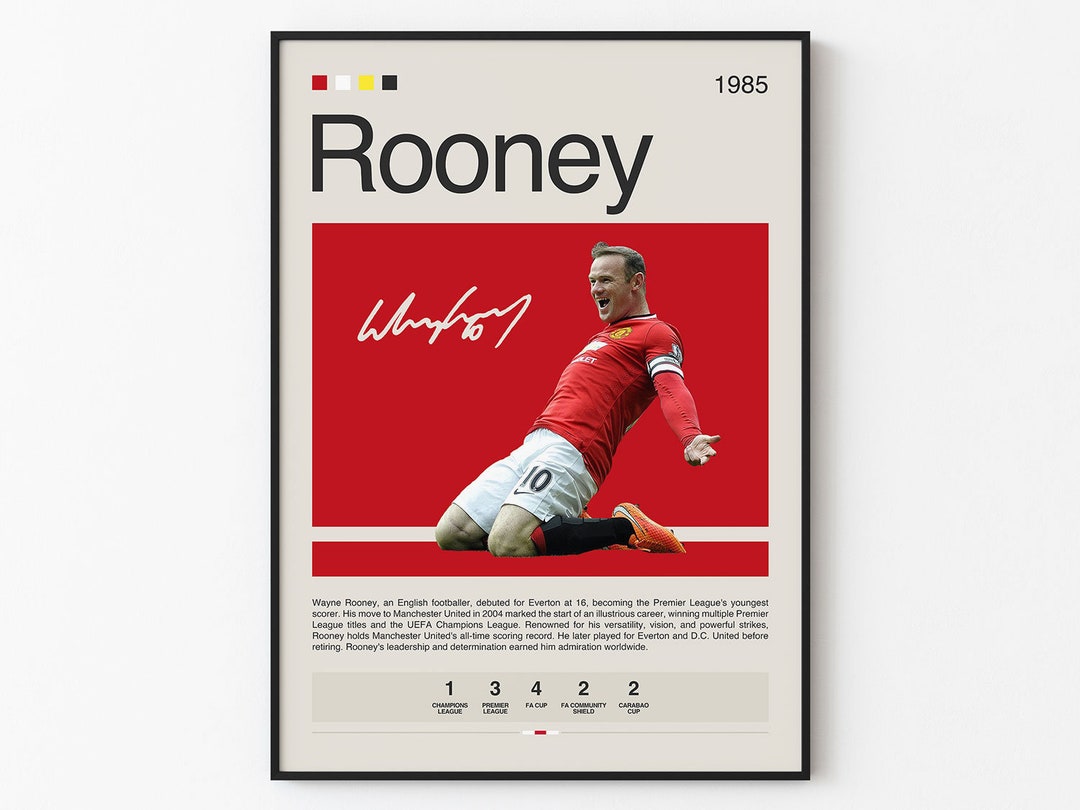 Wayne Rooney Poster, Manchester United Poster, Soccer Gifts, Sports ...