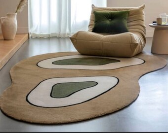 Irregular Shape Rug Alternative Pile Handmade Unique Rug for Living ...