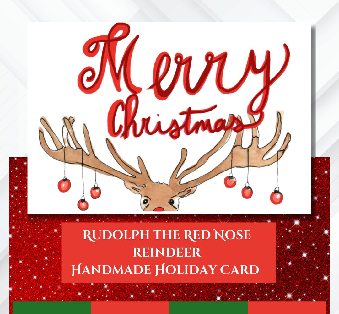 Christmas Cards-rudolph-merry Christmas-greeting Card-handmade - Etsy