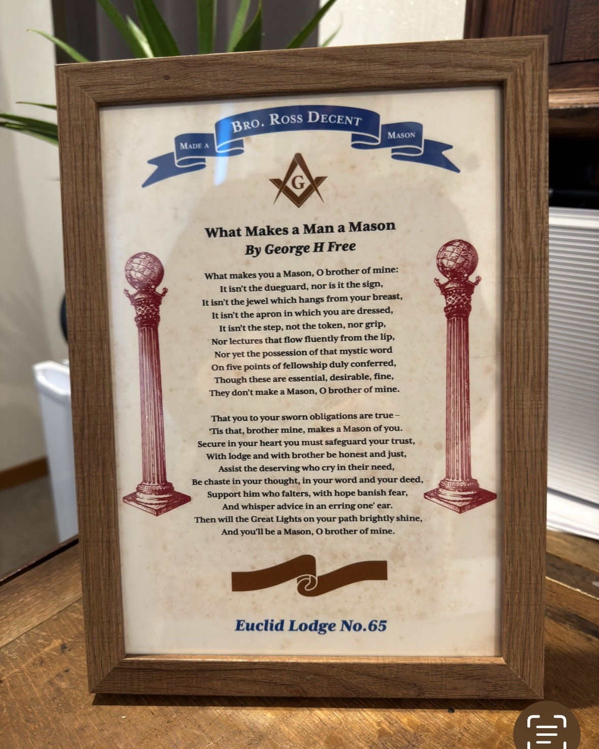 Personalised Masonic Poem Print: Freemason Gift, for New Masons, Master ...