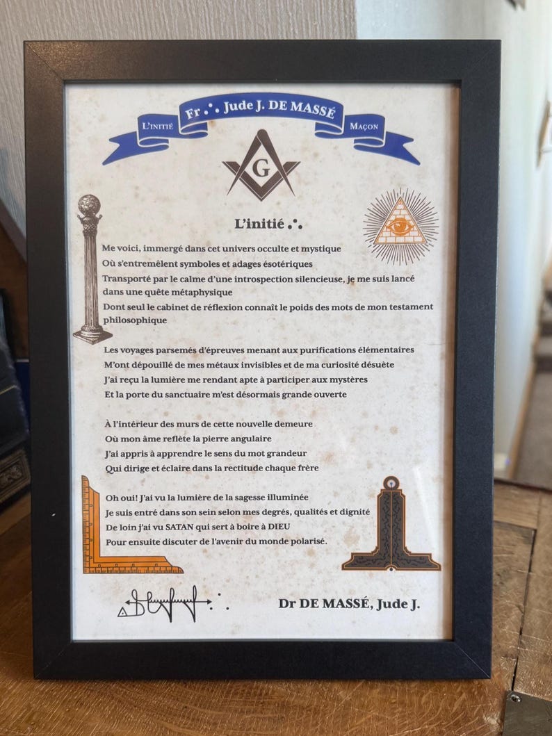 Personalised Masonic Poem Print: Freemason Gift, for New Masons, Master ...