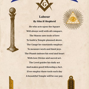 Personalised Masonic Poem Print: Freemason Gift, for New Masons, Master ...