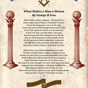 Personalised Masonic Poem Print: Freemason Gift, for New Masons, Master ...