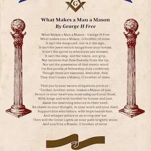 Personalised Masonic Poem Print: Freemason Gift, for New Masons, Master ...