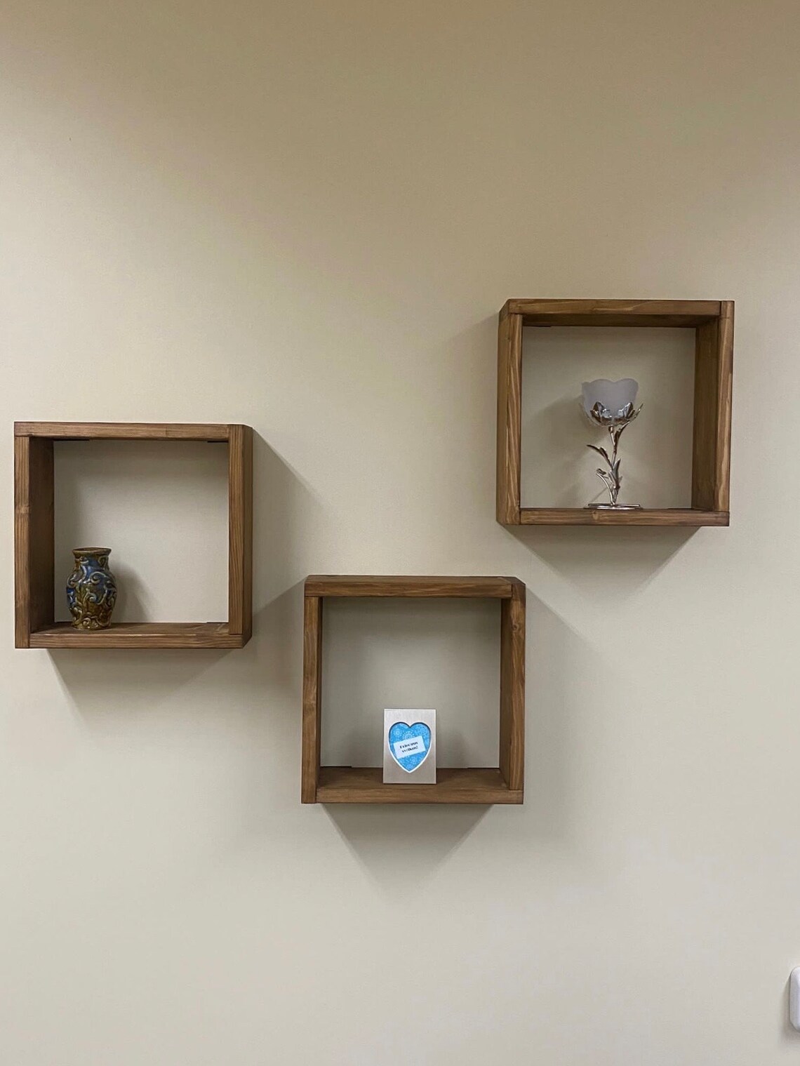 Square Floating Shelf Quality Wood Shelf Birch Shelf Library Handmade ...