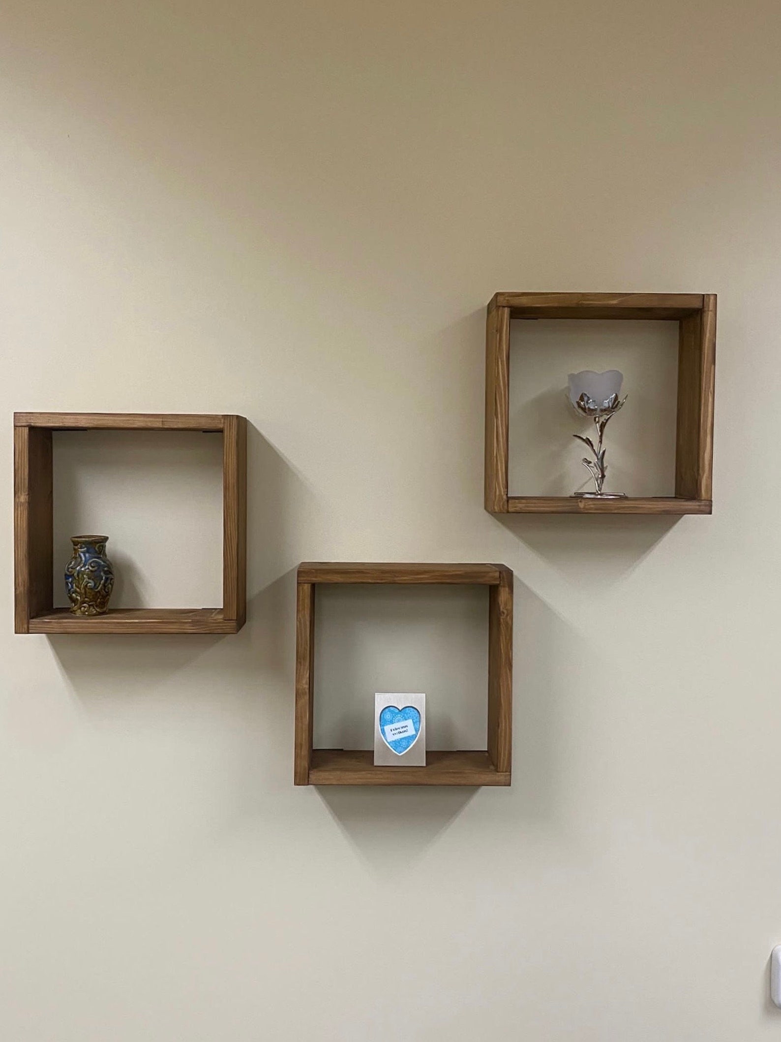 Square Floating Shelf Quality Wood Shelf Birch Shelf Library Handmade ...