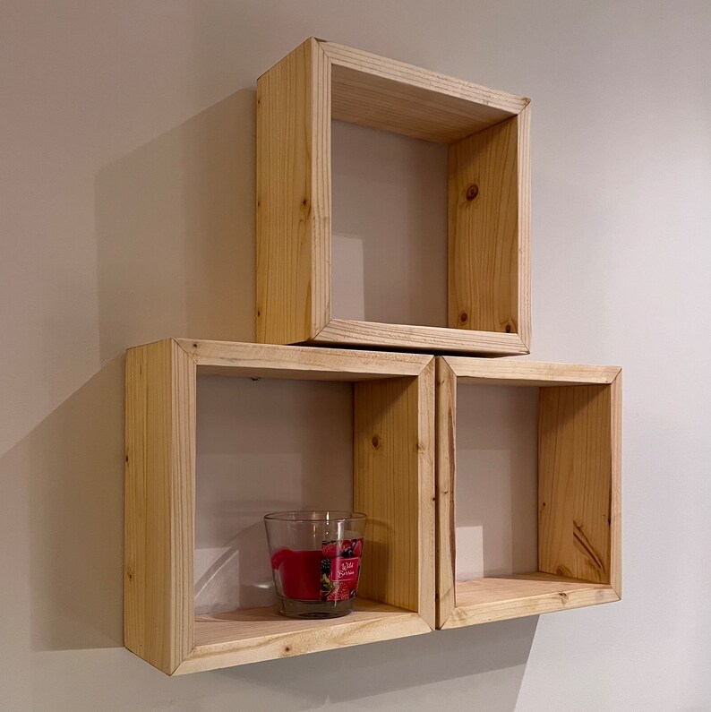 Square Floating Shelf Quality Wood Shelf Birch Shelf Library Handmade ...