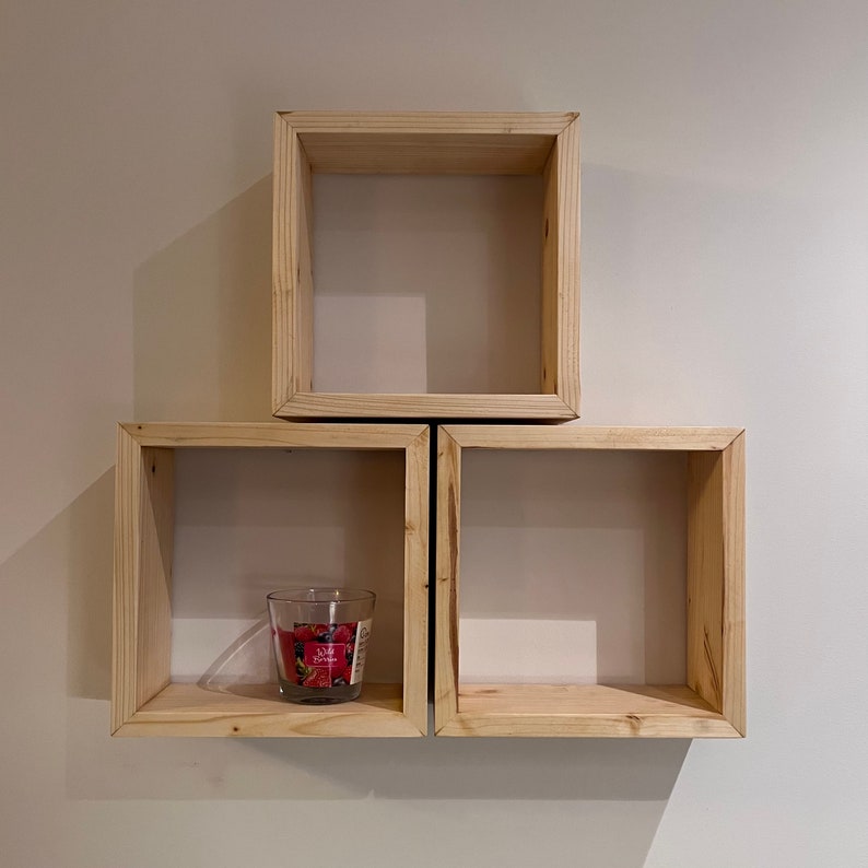Square Floating Shelf Quality Wood Shelf Birch Shelf Library Handmade ...