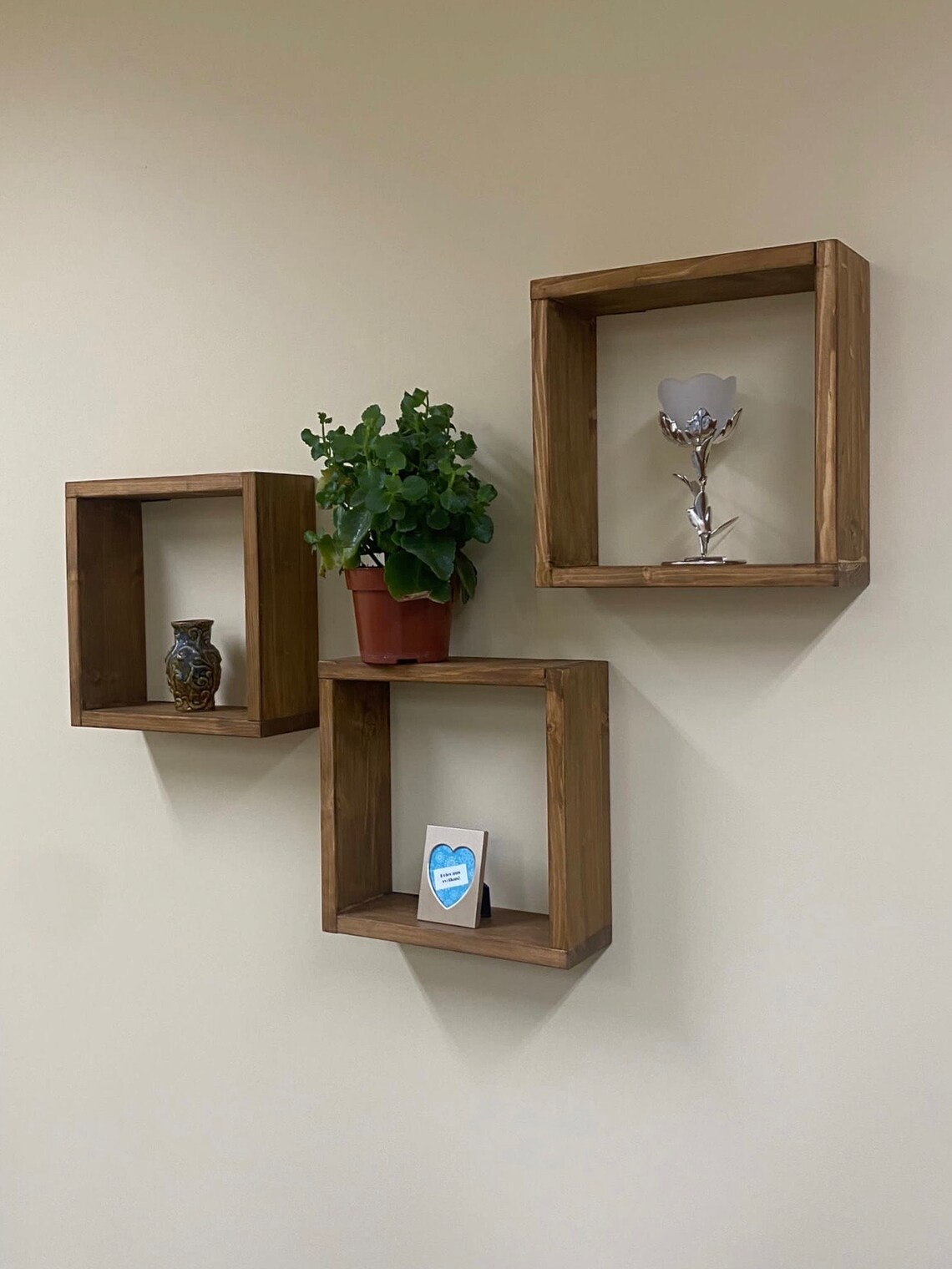 Square Floating Shelf Quality Wood Shelf Birch Shelf Library Handmade ...