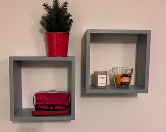 Square Floating Shelf Quality Wood Shelf Birch Shelf Library Handmade ...