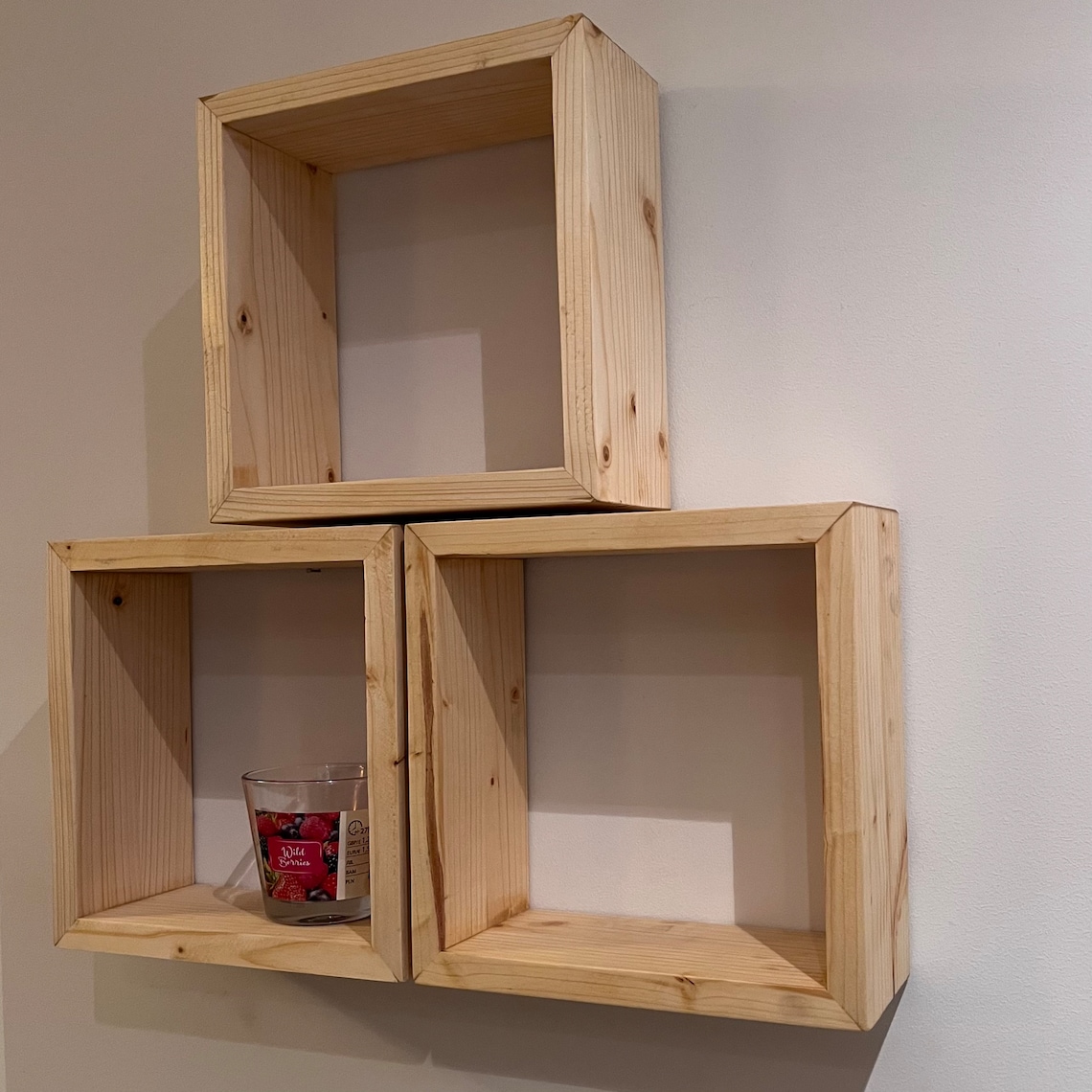 Square Floating Shelf Quality Wood Shelf Birch Shelf Library Handmade ...