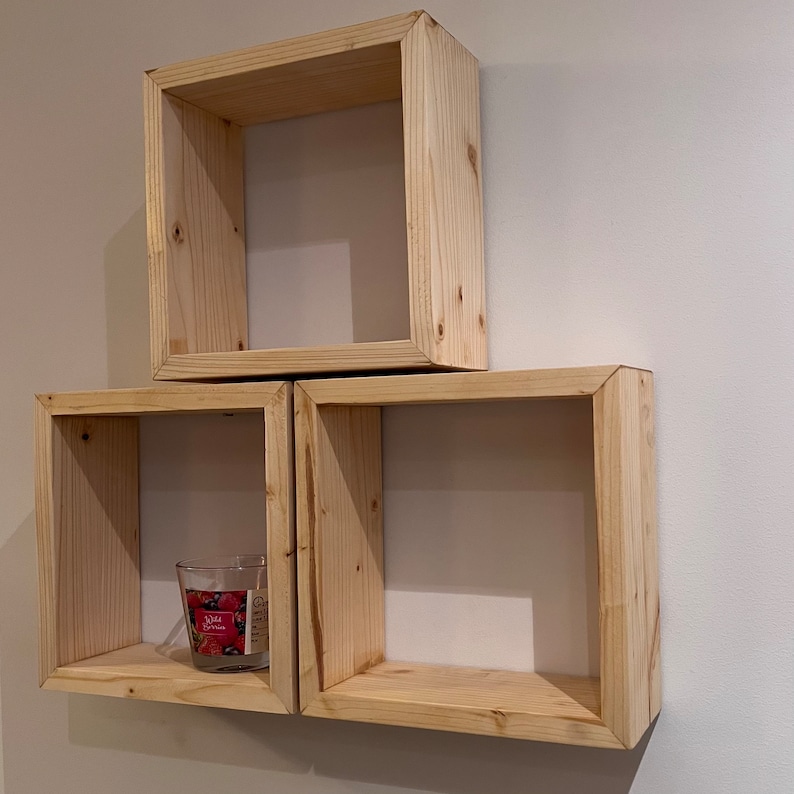 Square Floating Shelf Quality Wood Shelf Birch Shelf Library Handmade ...