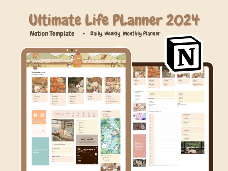 Notion Life Planner 2024, Daily Weekly Monthly Yearly Template, Habits ...
