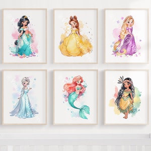 Princesses Set of 6 Posters Wall Art Decor Girl Room Decor Princess ...