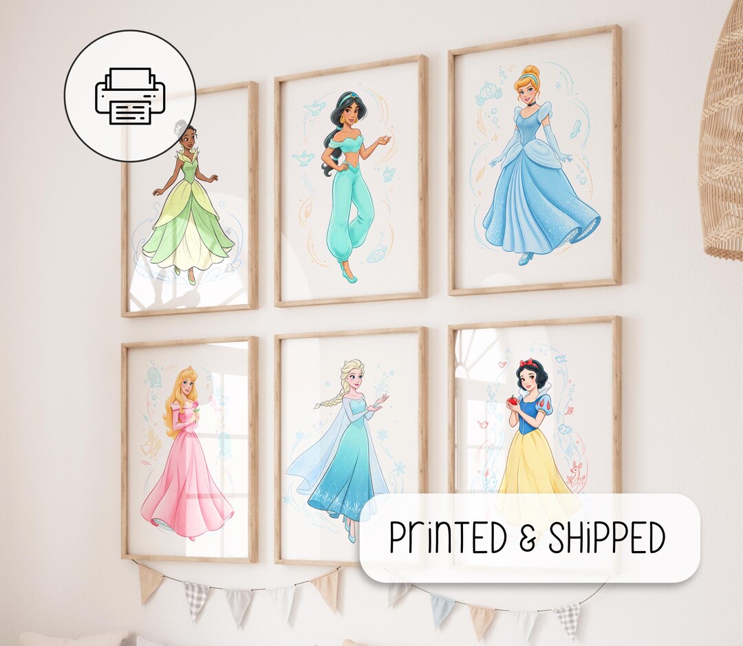 Princesses Set of 6 Posters - Wall Art Decor - Girl Bedroom Decor ...