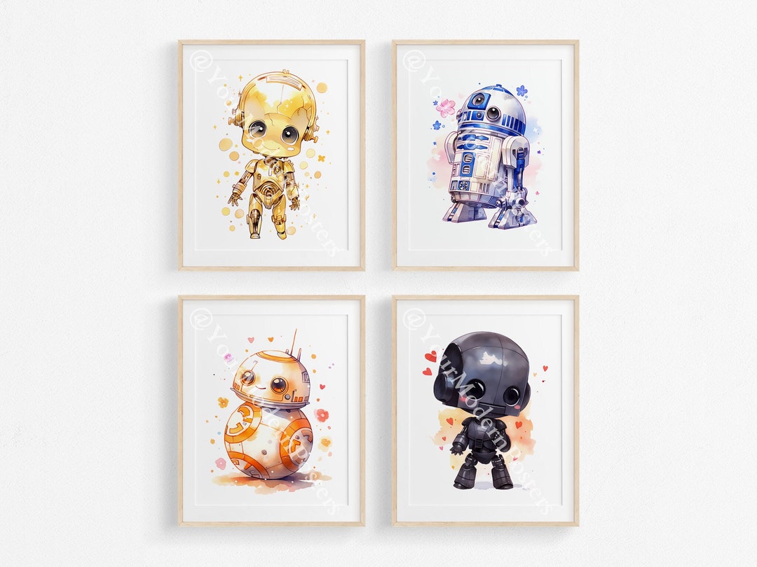 Set of 4 Star Wars Droids - BB8, R2-D2, C-3PO - Cute Chibi Star Wars ...