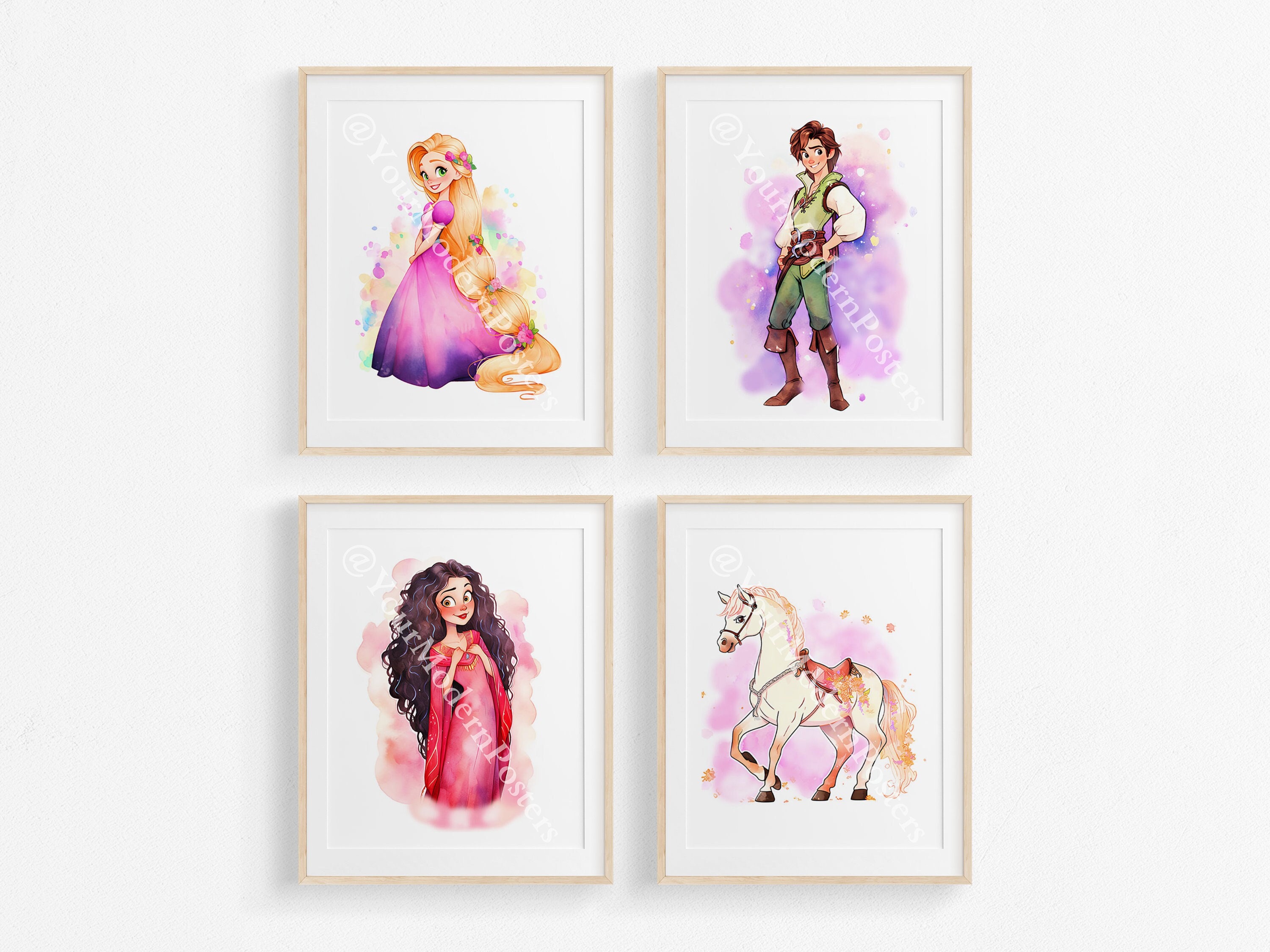 Set of 4 Princess Rapunzel Posters Cute Poster Prints - Etsy