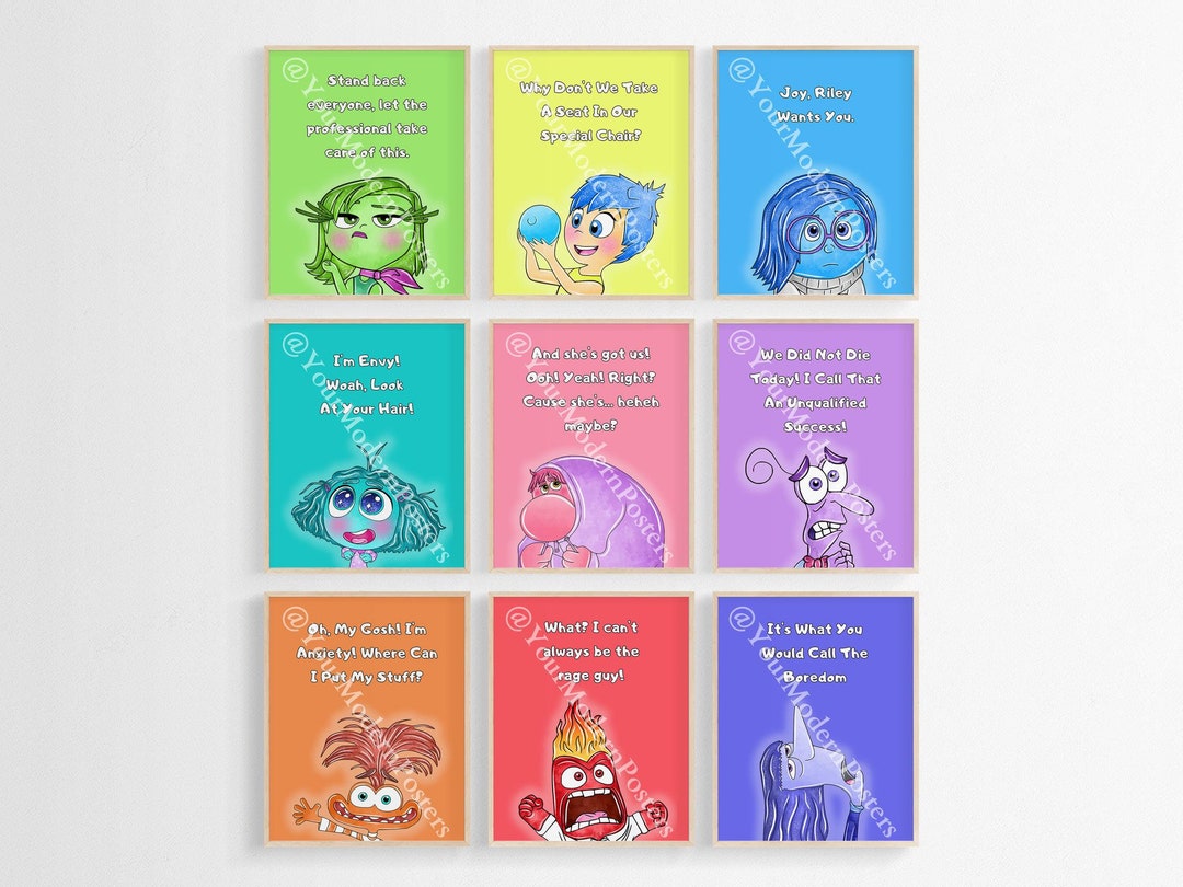 Inside Out 2 Characters, Nursery Room Kids Art - School Decor - Cute ...