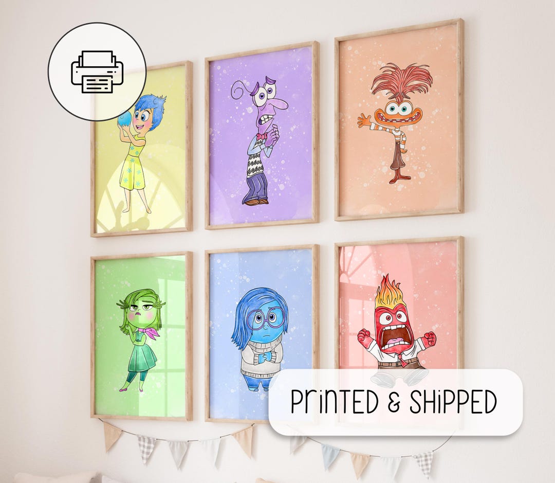 Inside Out Characters Gallery Wall - Nursery Room Wall Art Decor - Kids ...