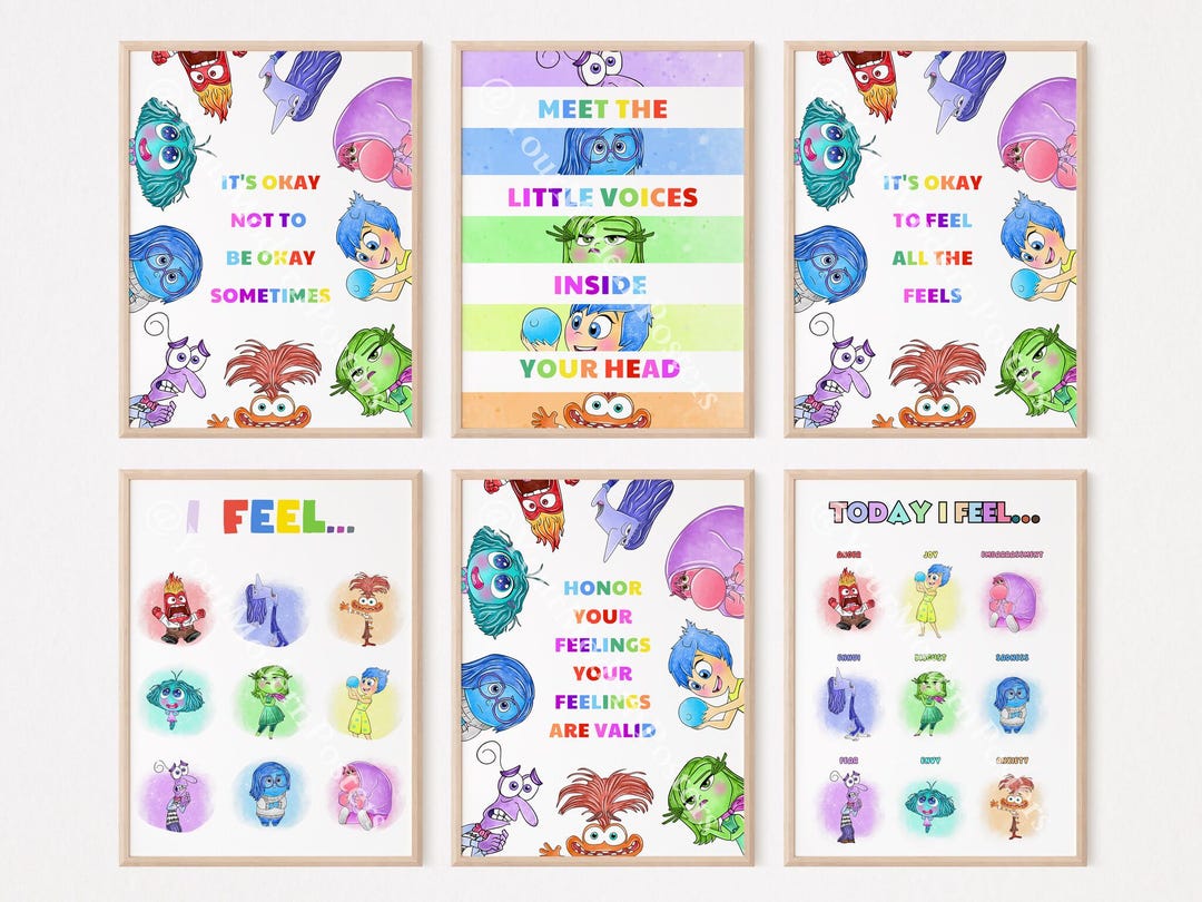 Inside Out 2 Characters, Nursery Room Kids Art School Decor Cute ...