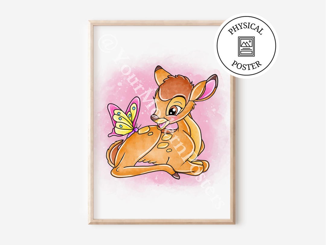 Bambi Character - Watercolor Bambi Poster, Nursery Room Art Decor ...