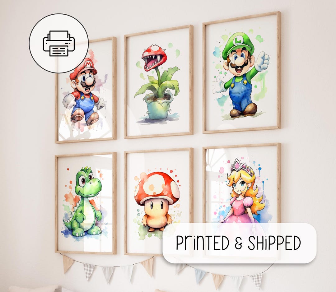 Cute Set of 6 Super Mario Posters - Prints for Kids, Super Mario ...