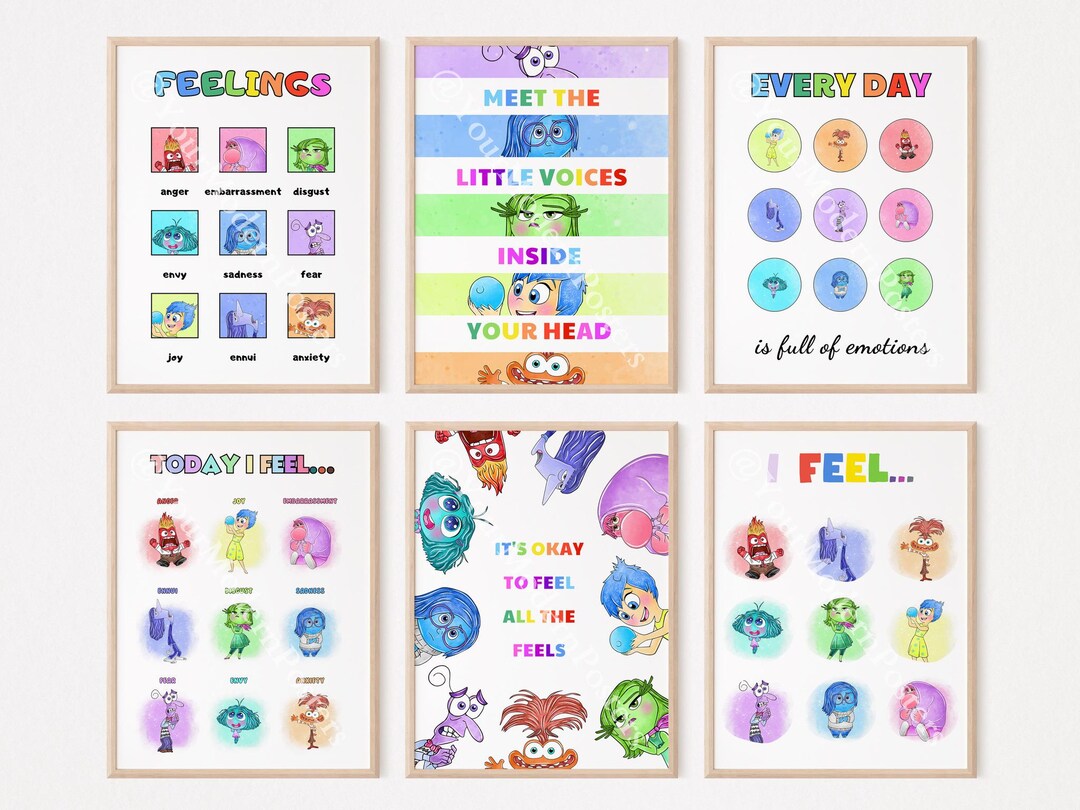 Inside Out 2 Characters, Nursery Room Kids Art - School Decor - Cute ...