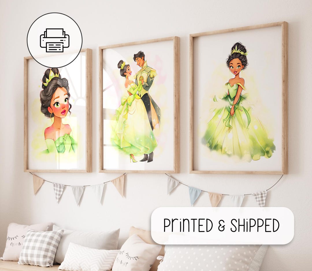 Set of 3 Princess Tiana Posters - Watercolor Art Print - Wall Art Gift ...