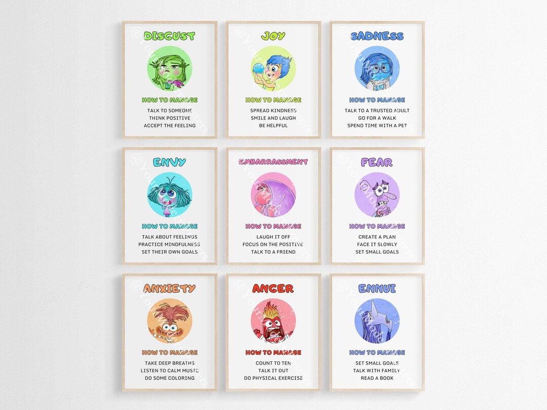 Inside Out 2 Characters, Nursery Room Kids Art - School Decor - Cute ...