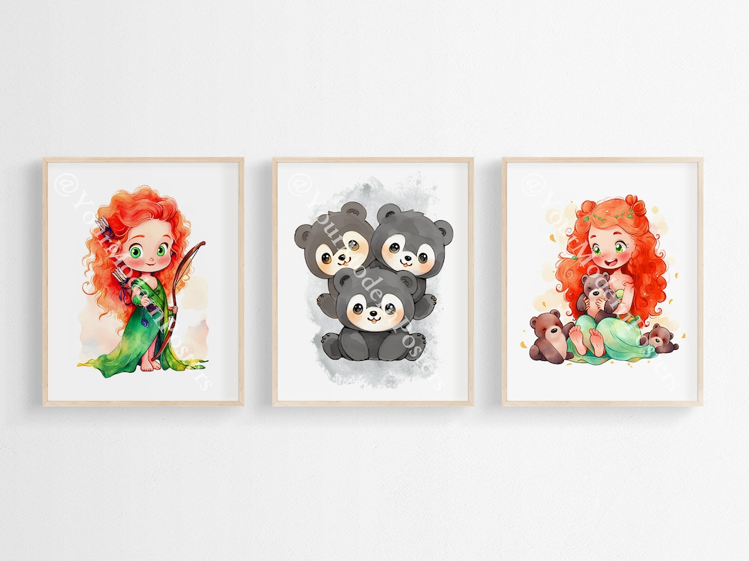 Merida Watercolor Poster Merida the Brave Art Wall Decor Prints Kids ...