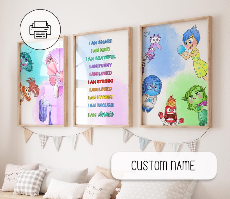 Personalized Inside Out Poster for Kids Room, Emotion Check Print ...
