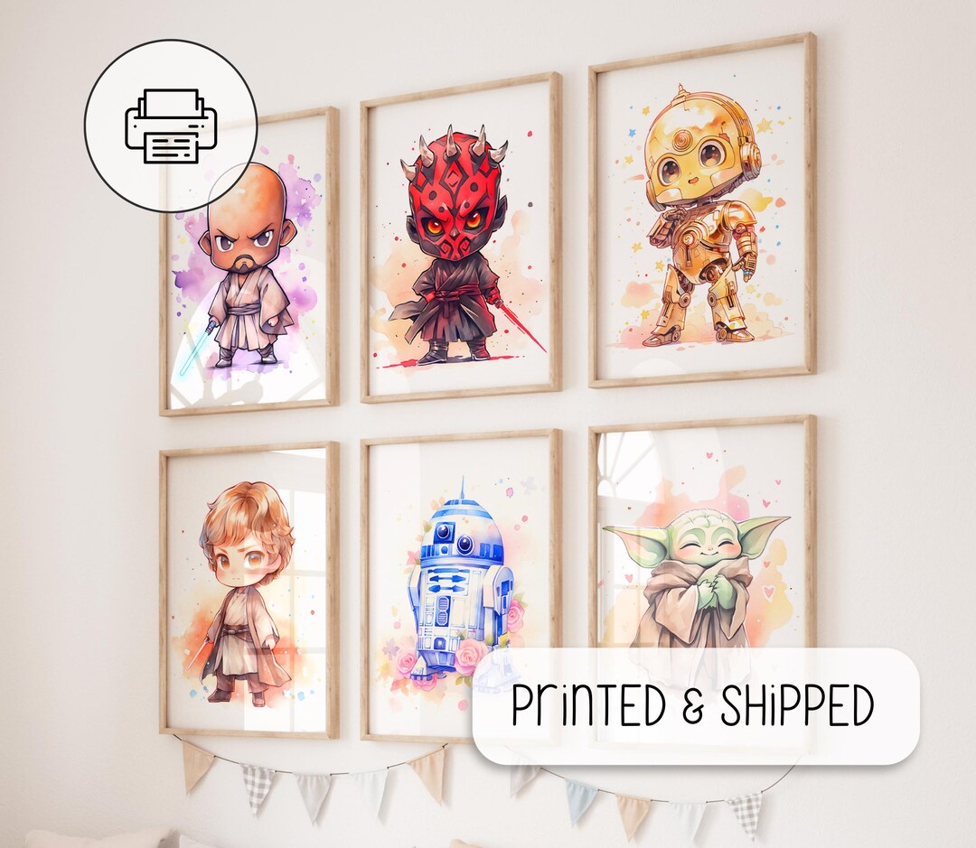 Cute Chibi Star Wars Characters - Nursery Room Decor - Art Gallery Wall ...