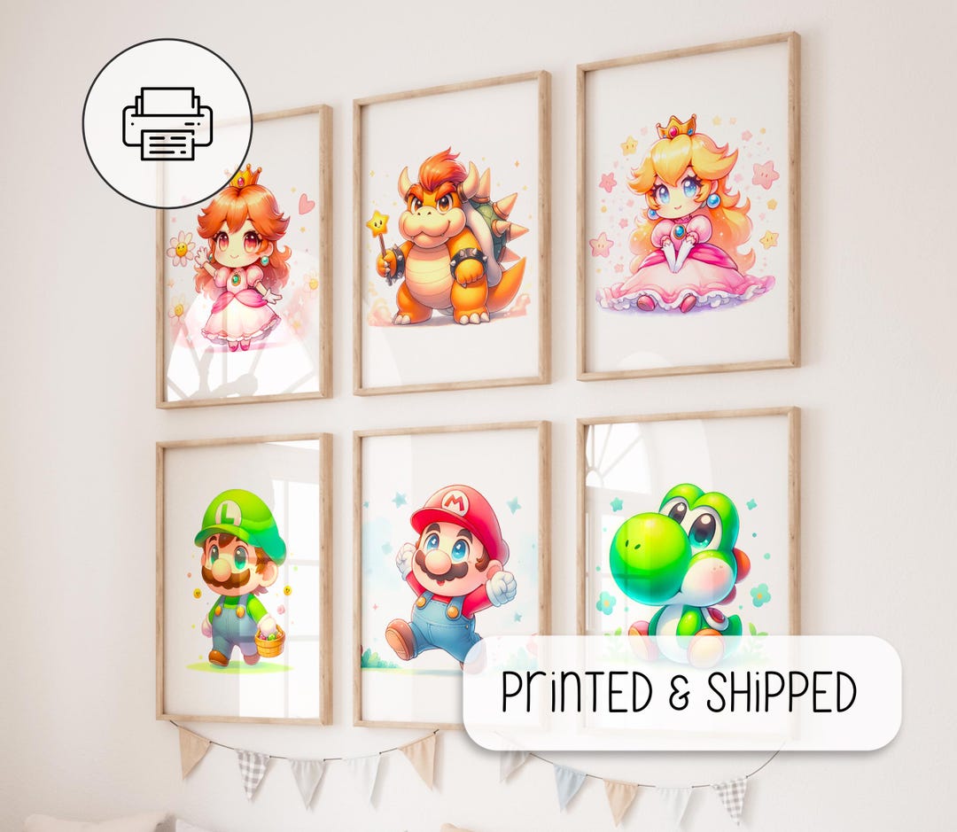 Cute Set of 6 Super Mario Posters - Prints for Kids, Super Mario ...