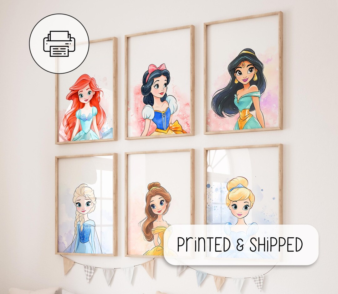 Princesses Faces Set of 6 Posters - Wall Art Decor - Girl Room ...