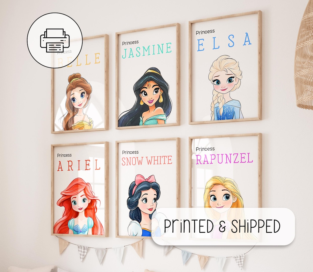 Soft Princess Posters, Watercolor Princess Art, Nursery Princess Poster ...