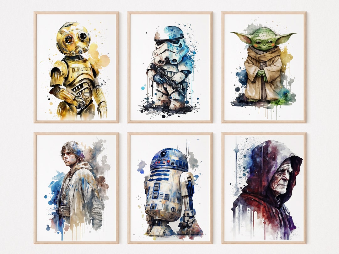 Set of 6 Star Wars Watercolor Posters, Nursery Room Decor, Art Gallery ...