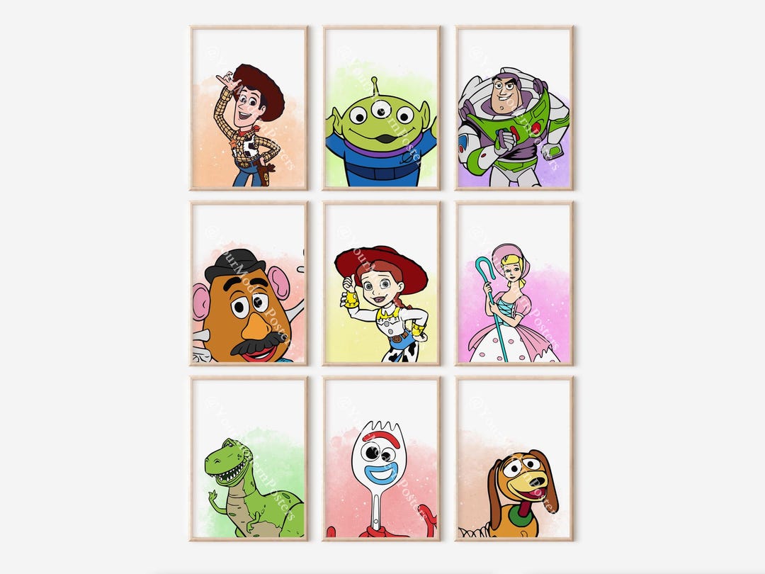 Chibi Toy Character Poster Set: Watercolor Nursery Decor - Etsy