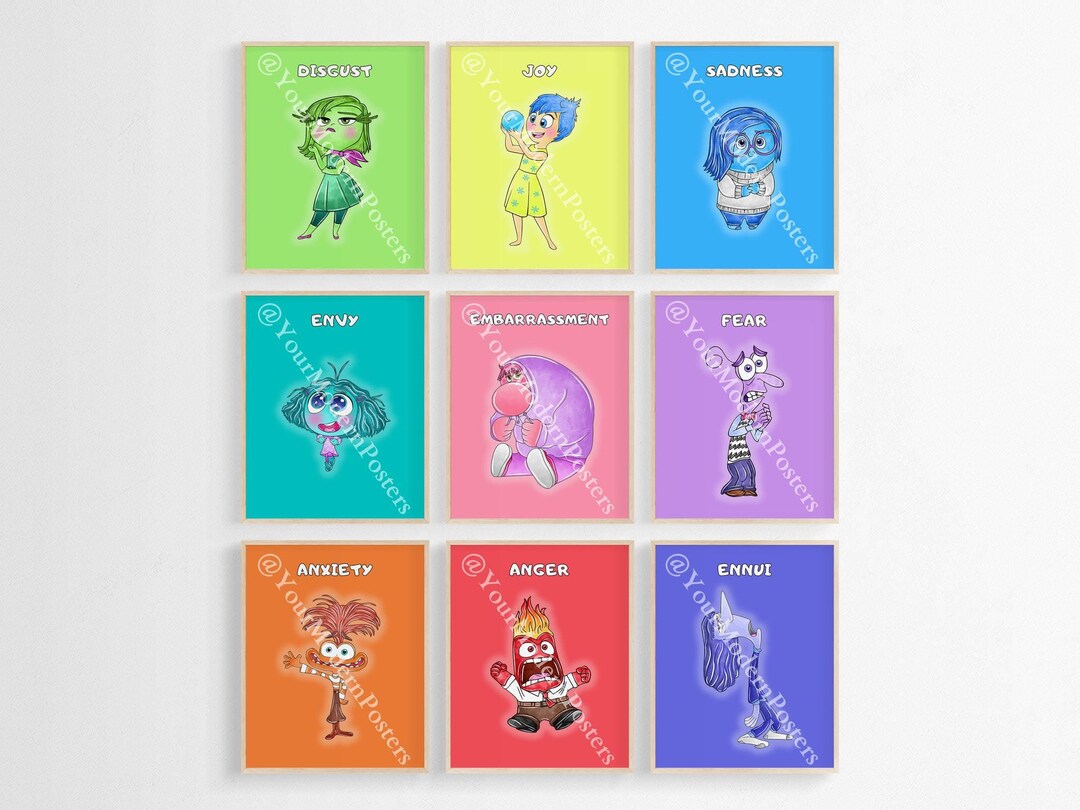 Inside Out 2 Characters, Nursery Room Kids Art Decor - Cute Posters ...