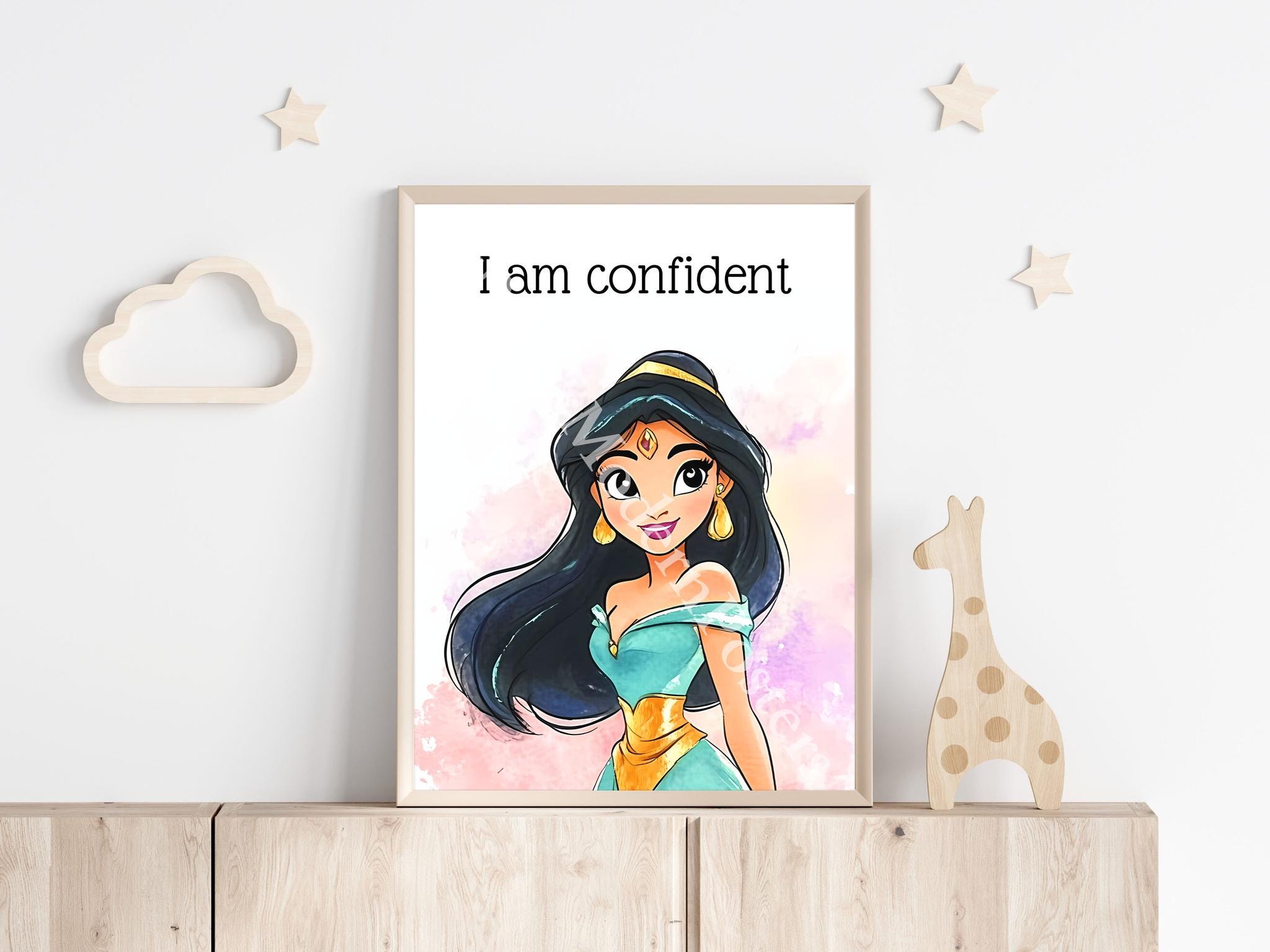 Princesses Set of 12 Posters, I AM Wall Art Decor, Girl Room Decor ...