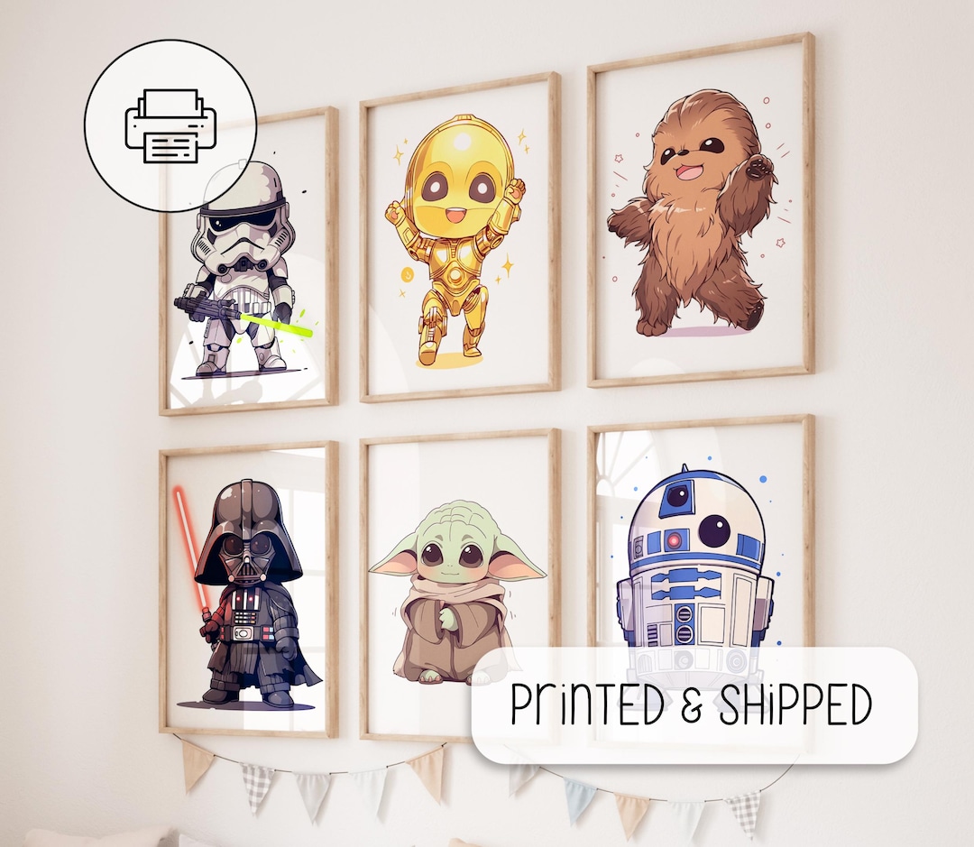 Cute Chibi Star Wars Characters - Nursery Room Decor - Art Gallery Wall ...