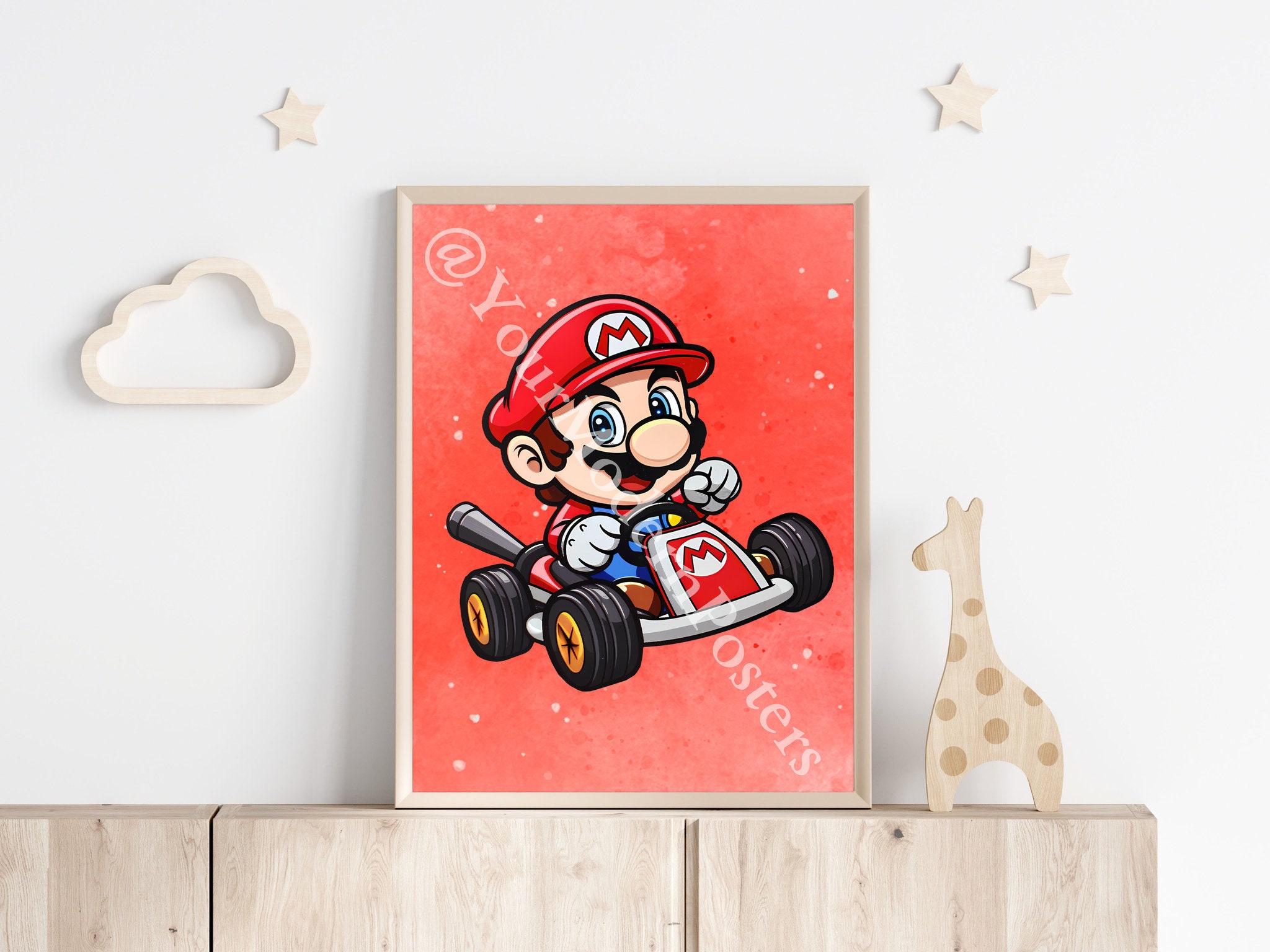 Cute Set of 3 Super Mario Posters Prints for Kids, Mario Painting ...