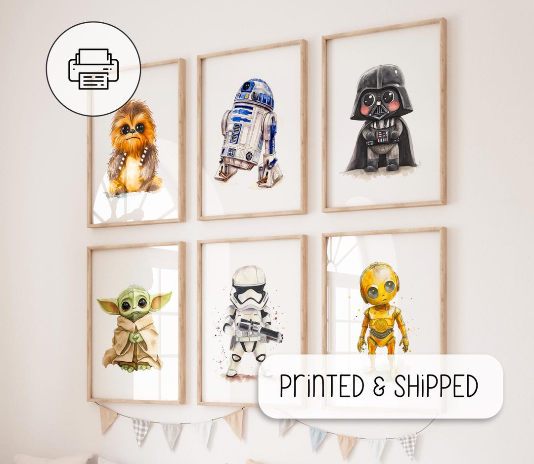 Cute Chibi Star Wars Characters - Nursery Room Decor - Art Gallery Wall ...