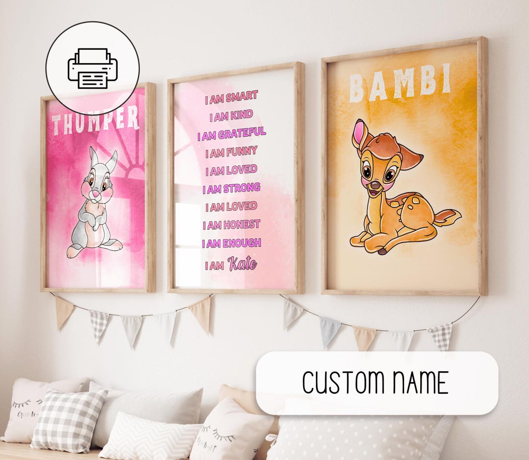 Watercolor Bambi Poster, Nursery Room Decor, Nursery Room Gifts, Custom ...