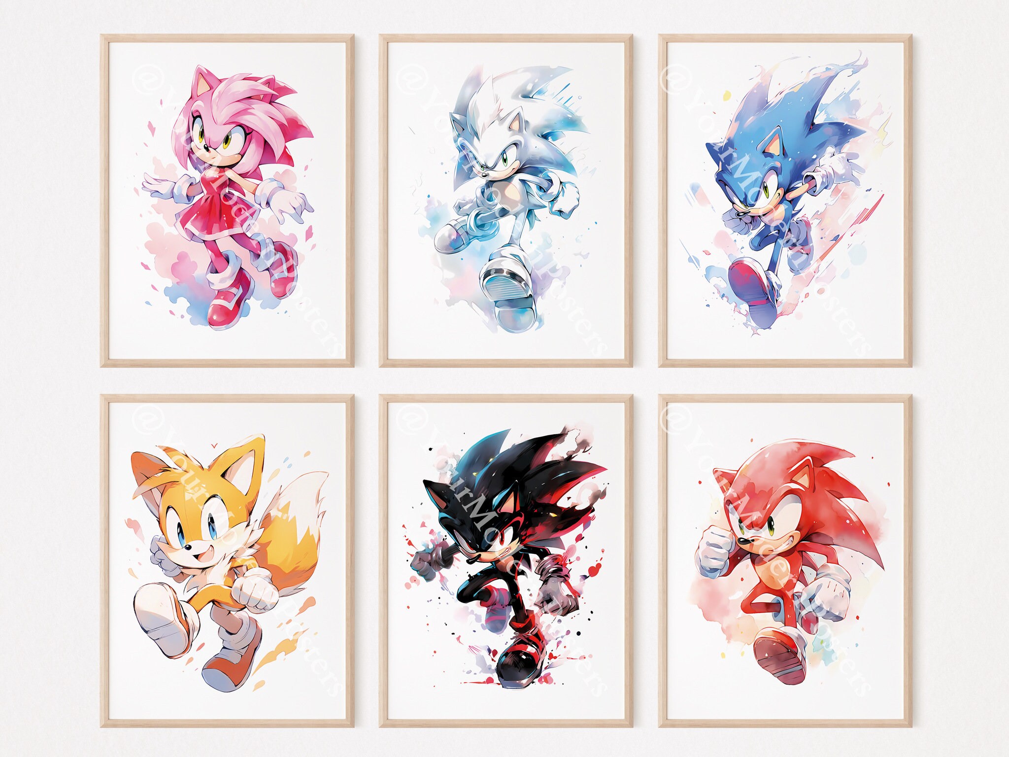 Cute Set of Sonic the Hedgehog Posters, Nursery Wall Art Sonic and ...
