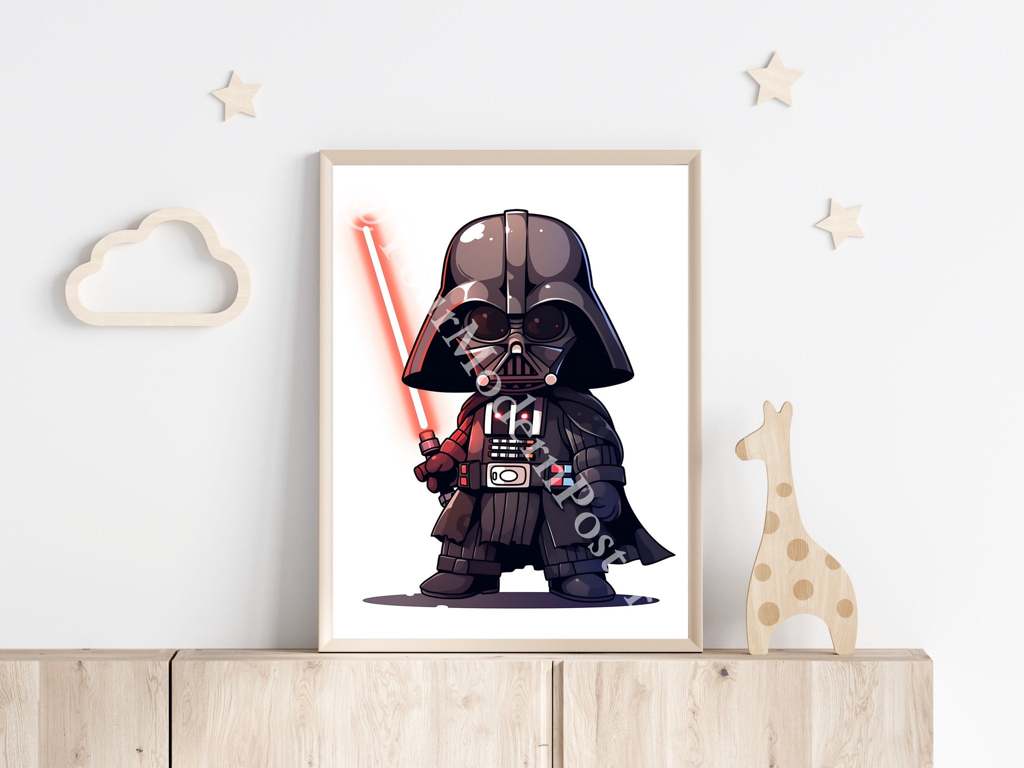 Cute Chibi Star Wars Characters Nursery Room Decor Art Gallery Wall Set ...