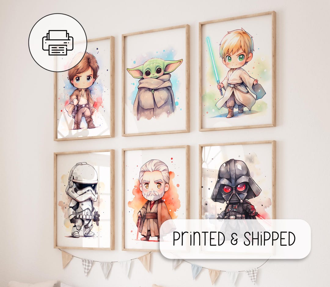 Cute Chibi Star Wars Characters - Nursery Room Decor - Art Gallery Wall ...
